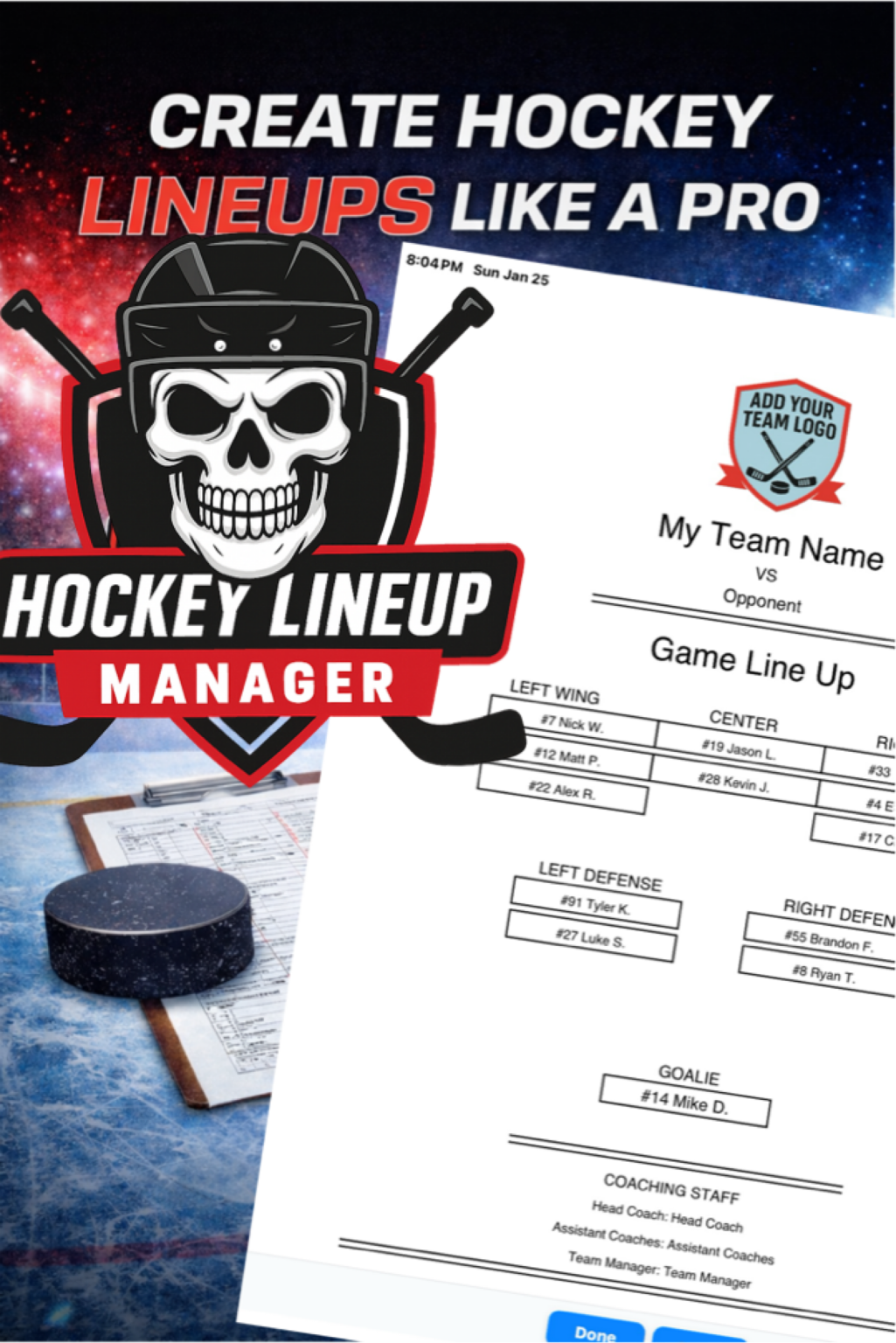 Hockey Lineup Builder App for Coaches - Hockey Apps