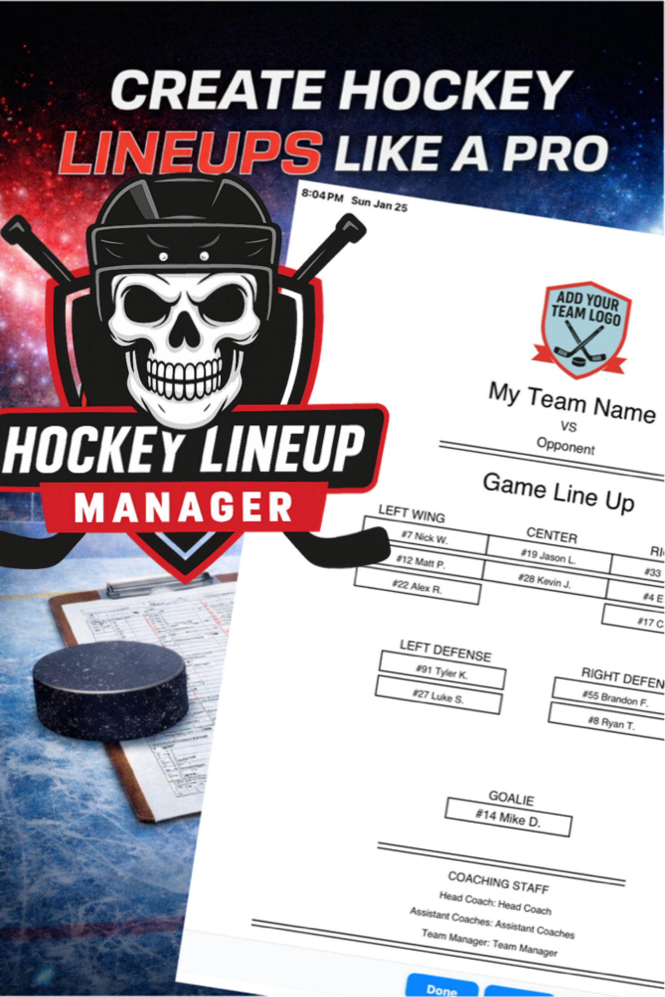Hockey Lineup Builder App for Coaches - Hockey Apps
